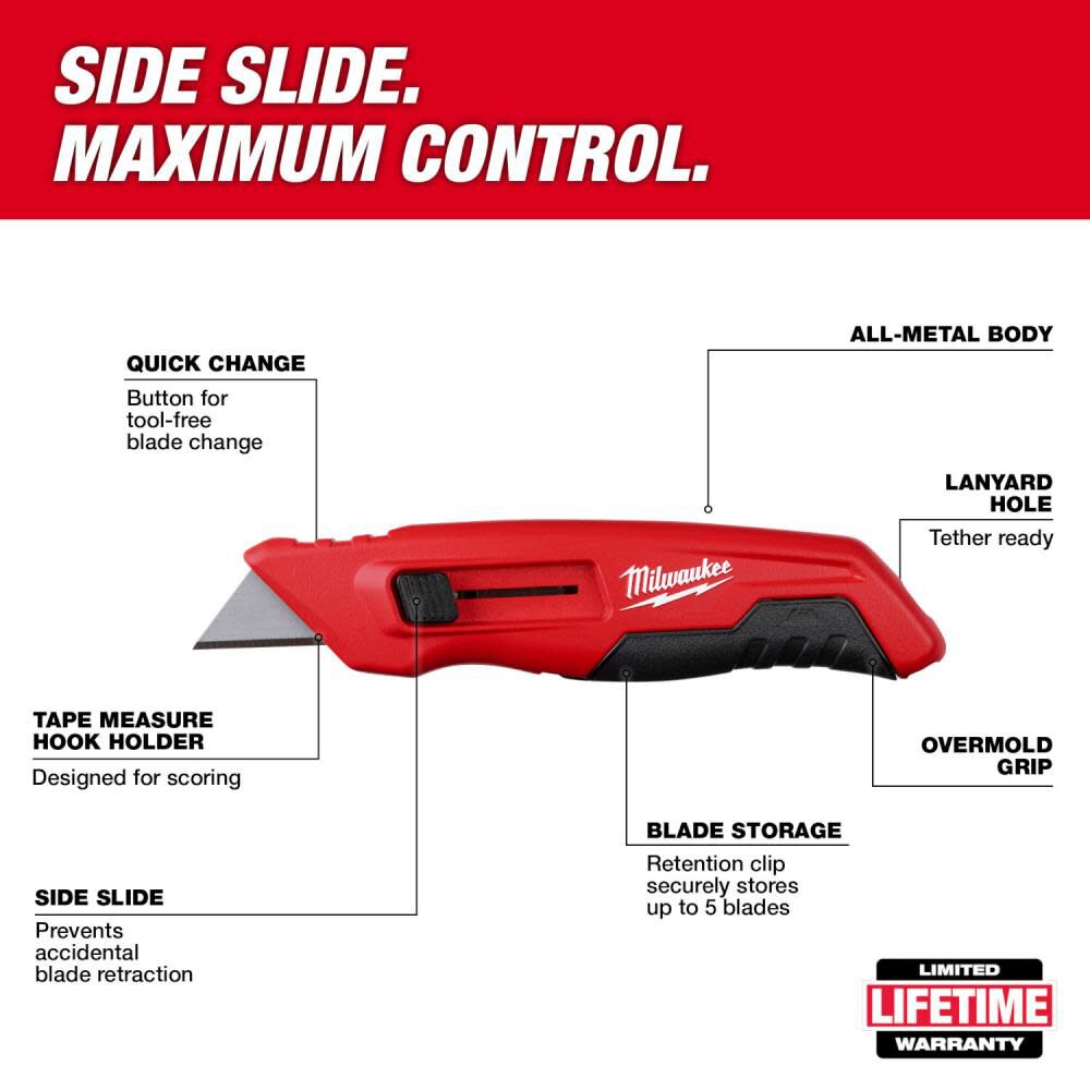 Milwaukee Side Sliding Utility Knife 48-22-1515 - Acme Tools