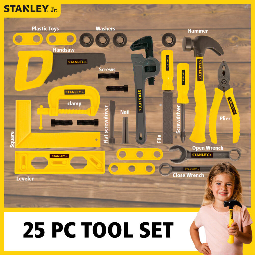 Stanley Jr Plastic Kids Pretend Role-Play Tool Set 25pc RP013-SY from ...