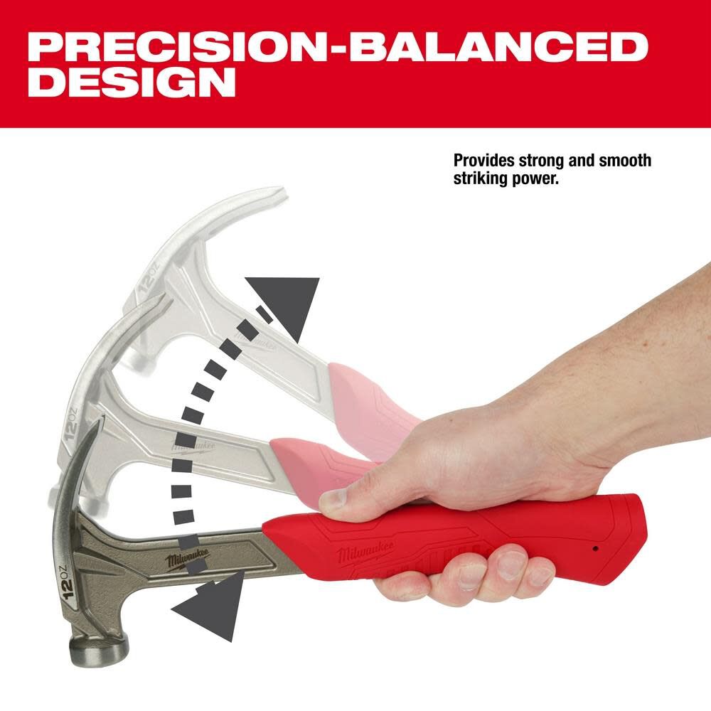Milwaukee 12oz Smooth Face Hybrid Claw Finish Hammer 48-22-9019 - Acme ...