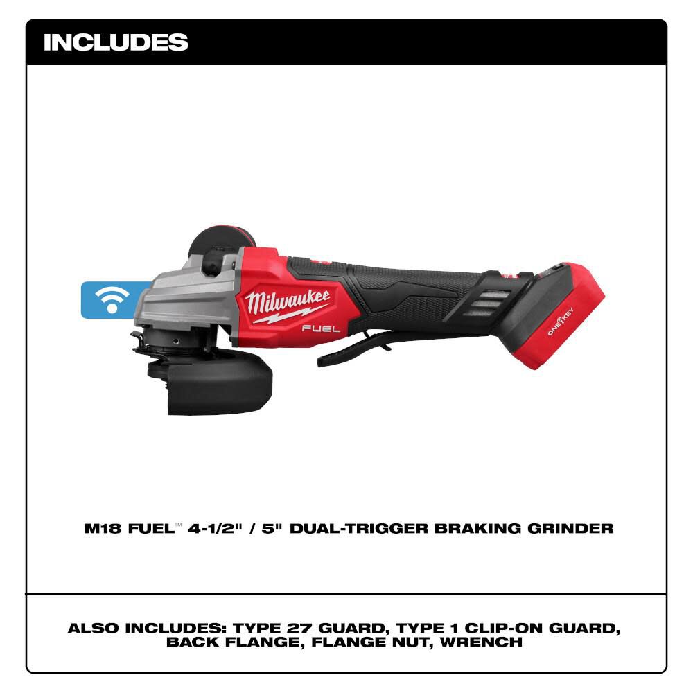 Milwaukee M18 FUEL 4-1/2 in / 5 in Dual-Trigger Braking Grinder (Bare ...