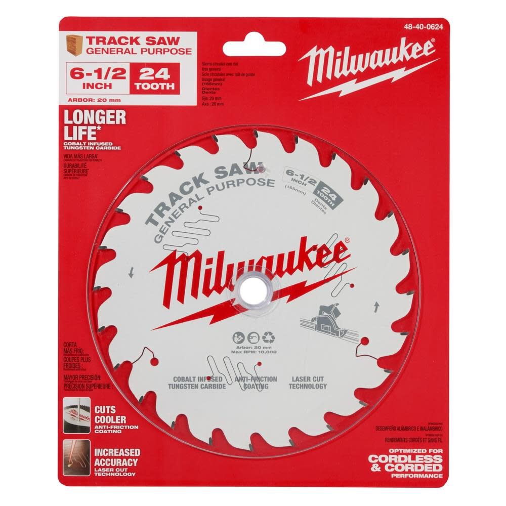 Milwaukee 6 1/2inch 24T General Purpose Track Saw Blade 48-40-0624 ...