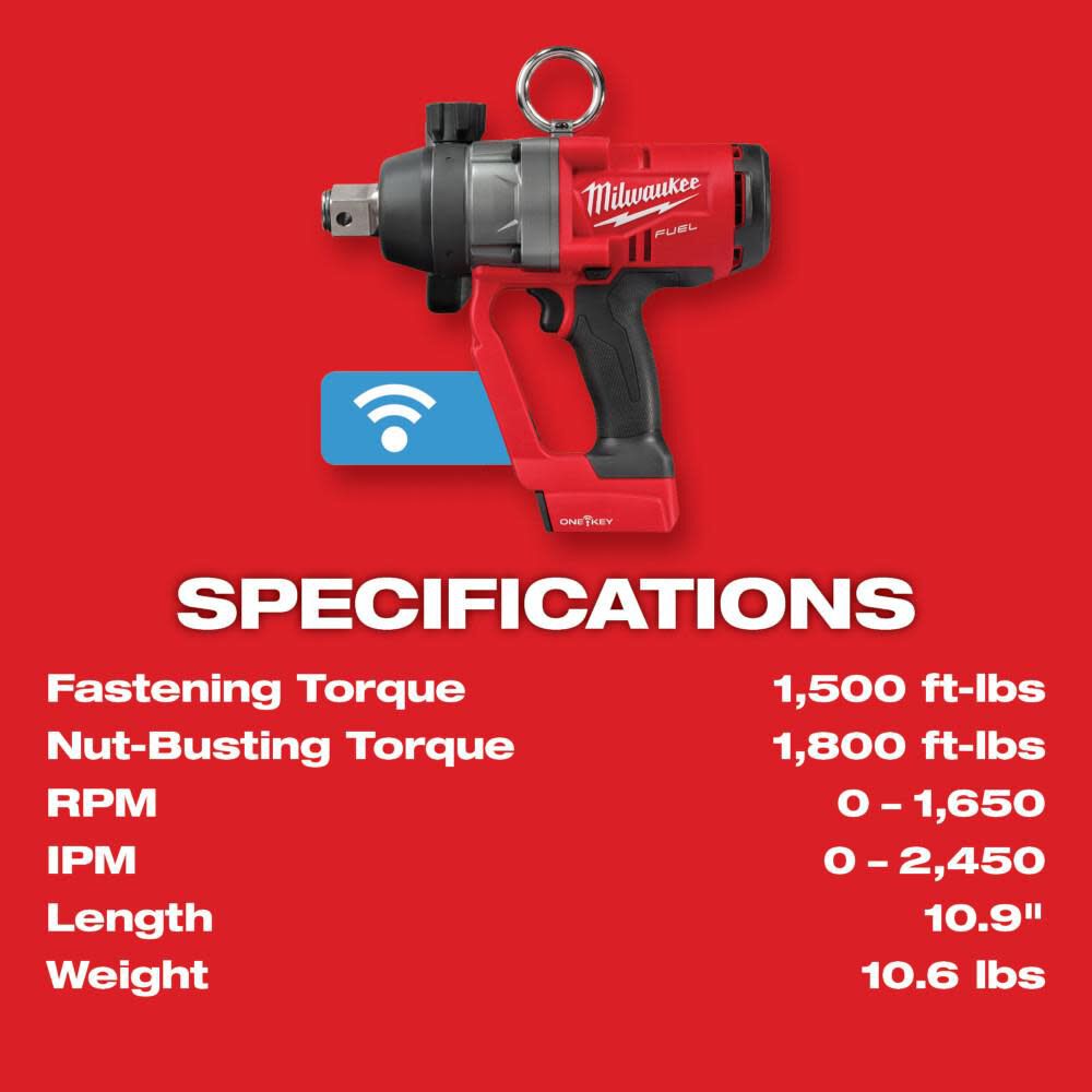 Milwaukee M18 FUEL 1 in High Torque Impact Wrench with ONE-KEY (Bare ...