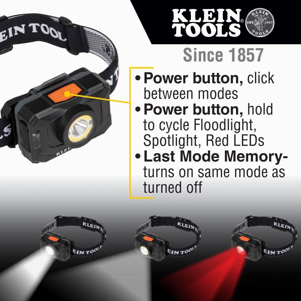 Klein Tools 2 Color LED Headlamp Rechargeable 56414 - Acme Tools