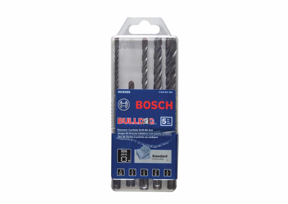 Bosch 5 Pc SDS-plus Bulldog Rotary Hammer Bit Set HCK005 - Acme Tools