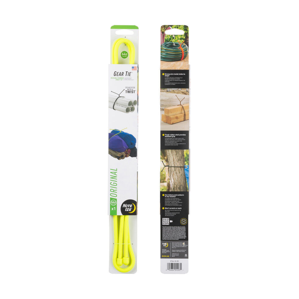 Nite Ize Gear Tie Reusable Rubber Twist Tie 64in Neon Yellow GT64-33-R3 ...