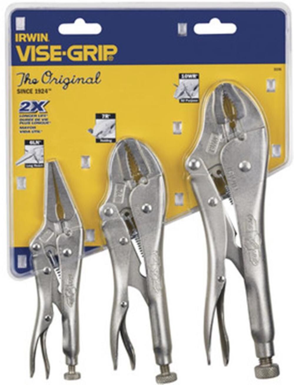Irwin 3 Pc. Original Locking Pliers Set Contains: 10WR 7R and 6LN 323S ...