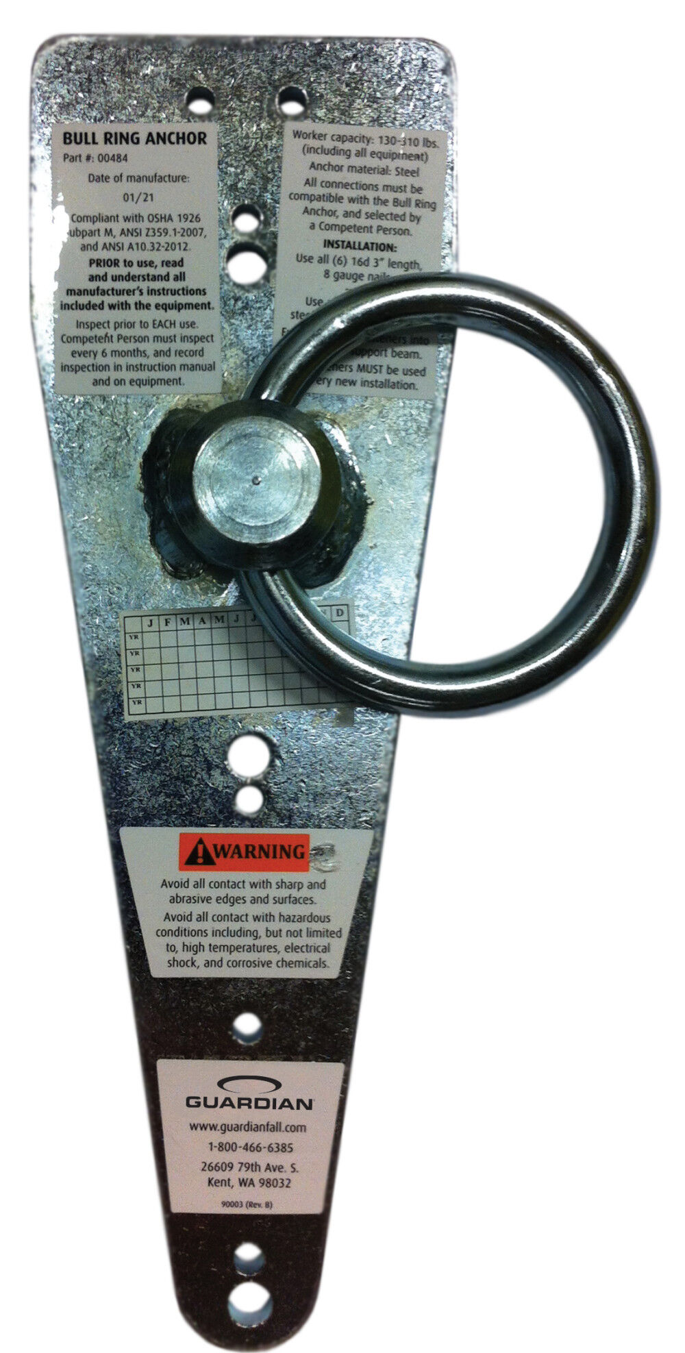 Guardian Fall Protection Bull Ring Anchor 00484 - Acme Tools