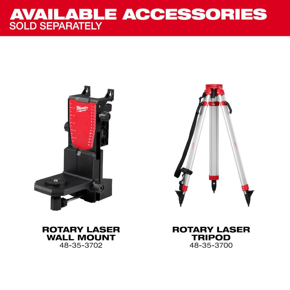 Milwaukee M18 Red Exterior Rotary Laser Level Kit with Receiver 3701-21 ...