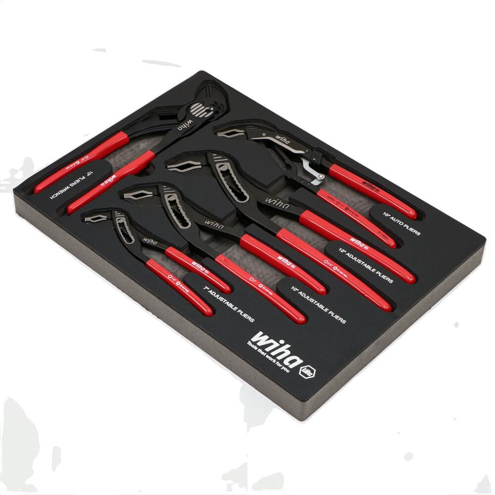 Wiha Classic Grip V Jaw Tongue and Groove Pliers Tray Set 5pc 34691 ...