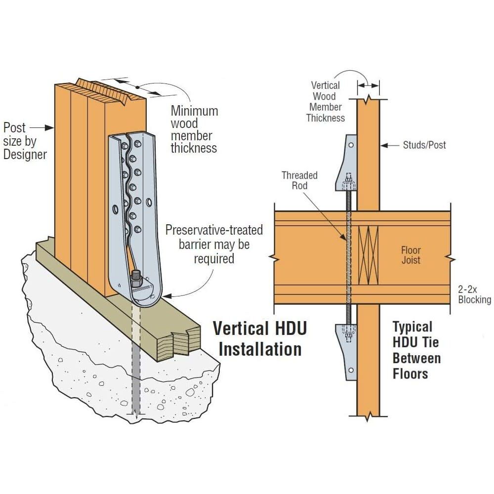 Simpson Strong-Tie 10 Gauge Galvanized Predeflected Holdown with 30ct ...