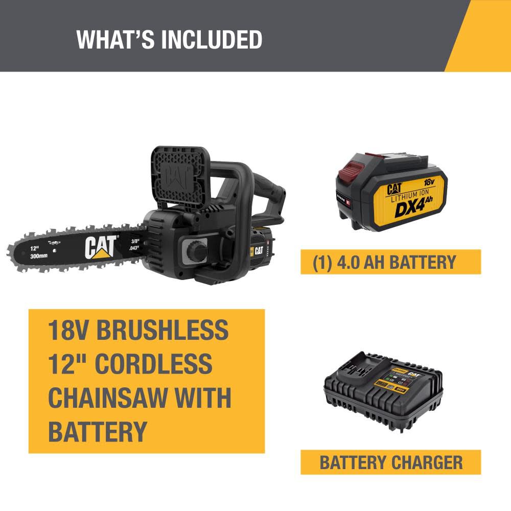 CAT DG230 18V Brushless 12inch Cordless Chainsaw with Battery DG230 ...