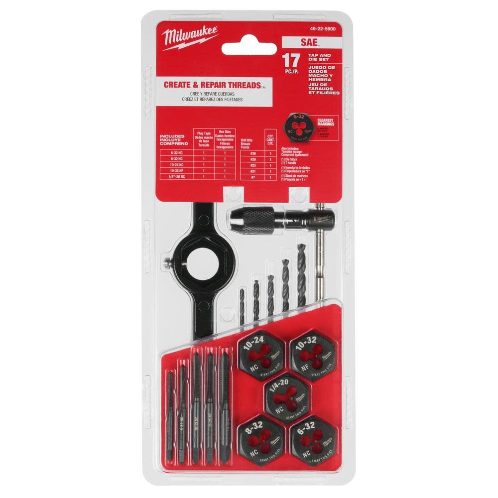 Milwaukee SAE Tap and Die 17pc Set 49-22-5600 - Acme Tools
