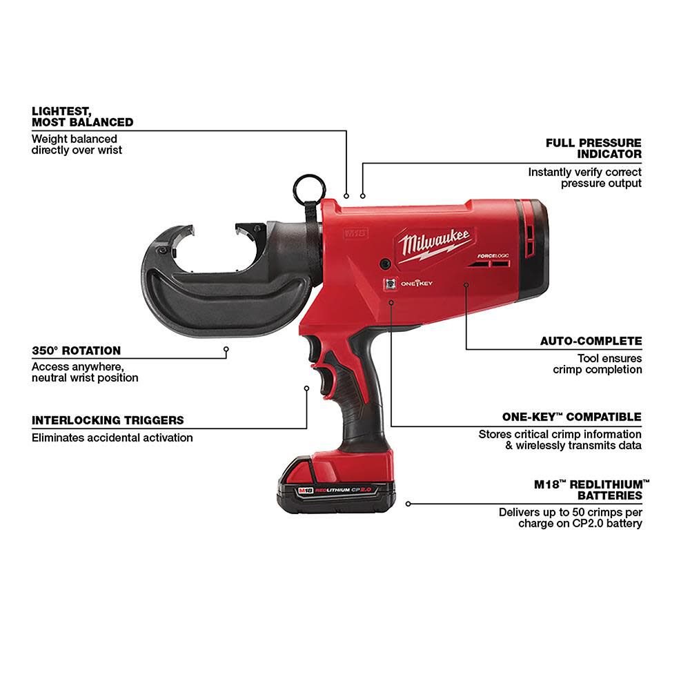 Milwaukee M18 Force Logic 750 MCM Crimper 2779-22 - Acme Tools