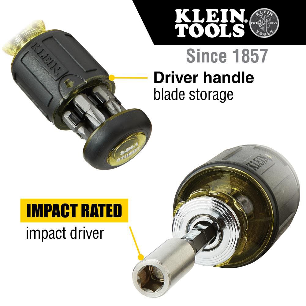 Klein Tools 8-in-1 Adjust. Stubby Screwdriver 32308 - Acme Tools