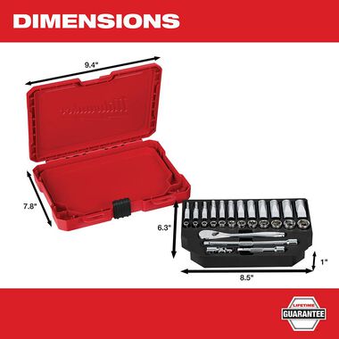 Milwaukee 1/4 in. Drive 28 pc. Ratchet & Socket Set - Metric 48-22-9504 ...