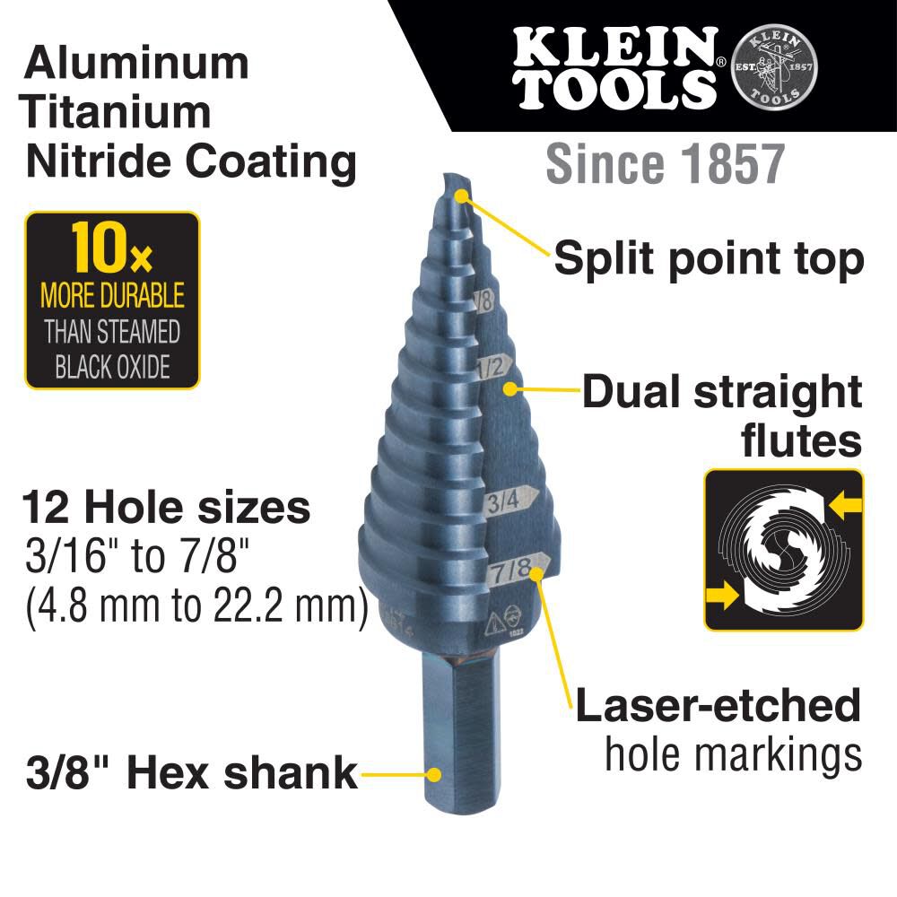 Klein Tools Premium Hex Step Bit Set 3pc KTSBSPRO - Acme Tools