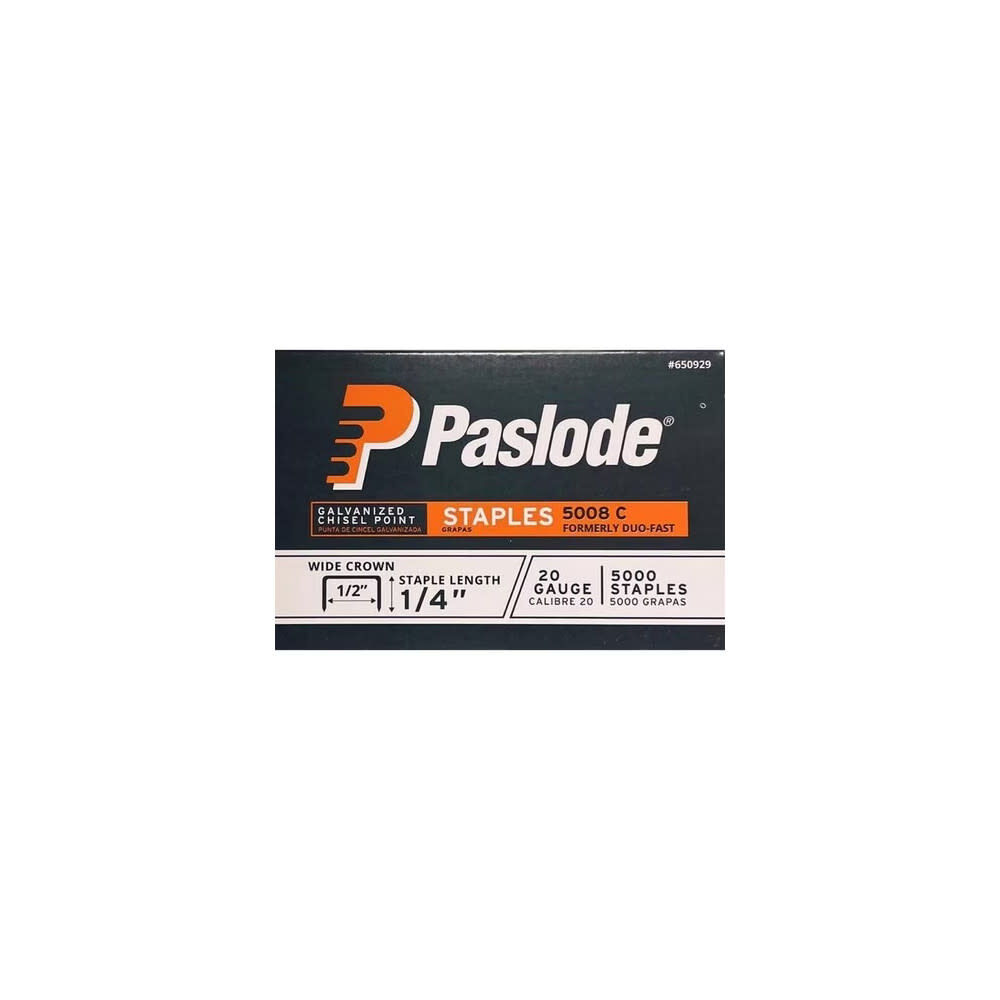 Paslode Wide Crown Staples 1/2in Crown x 1/4in Length Galvanized 5000qty 650929 - Acme Tools