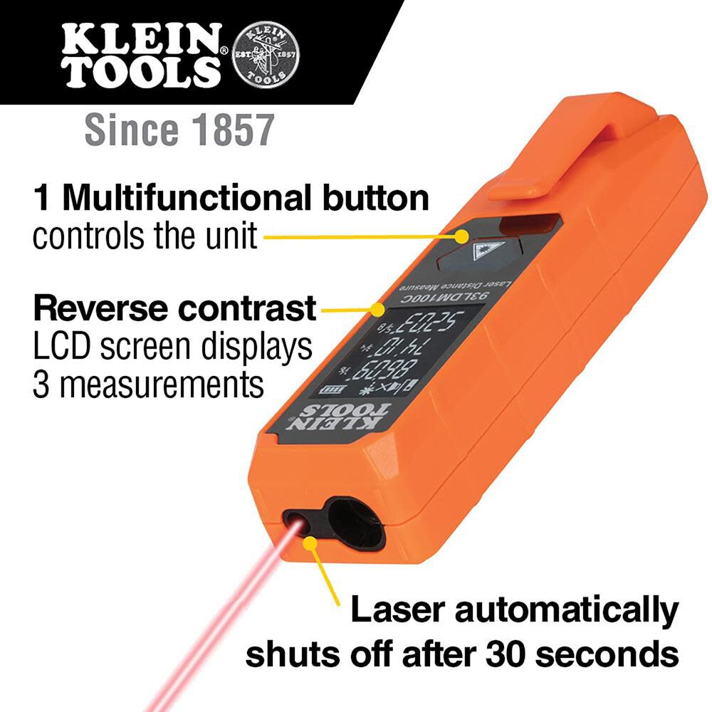 Klein Tools Compact Laser Distance Measure 93LDM100C - Acme Tools