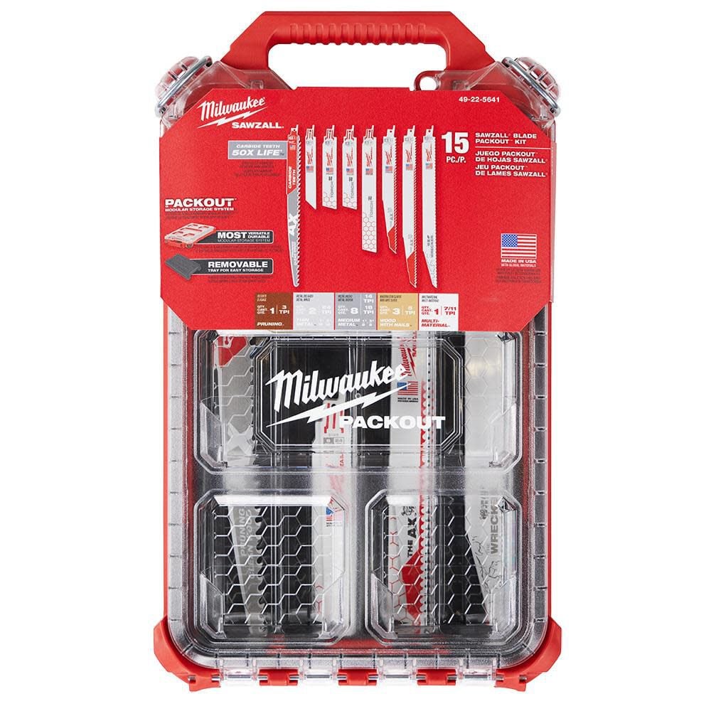 Milwaukee SAWZALL Blade PACKOUT Kit 15pc 49-22-5641 - Acme Tools