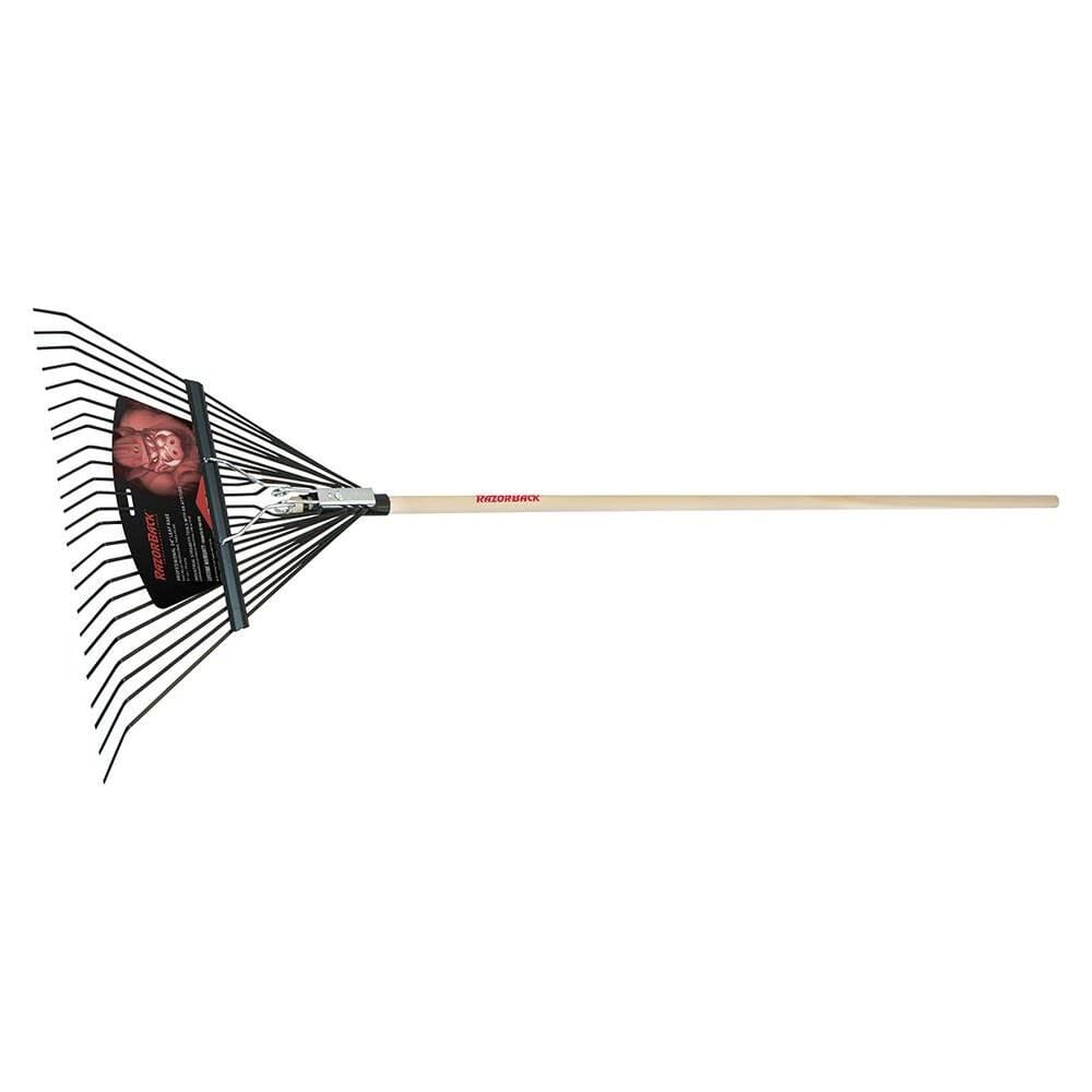 Razorback Razor-Back 24 Tine Steel Head Leaf Rake with 54in Wood Handle ...
