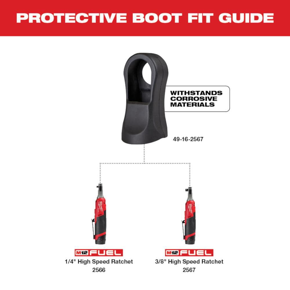 Milwaukee 1/4inch & 3/8inch High Speed Ratchet Protective Boot 49-16 ...