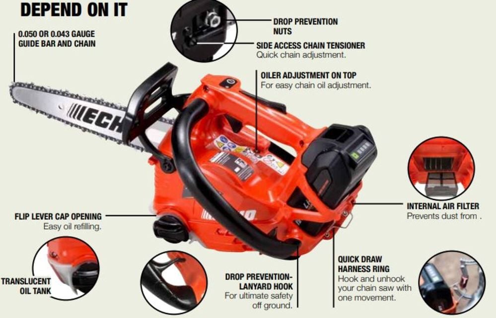 Echo 56V 12inch Chainsaw Bar & Chain 50.4V 2.5Ah Battery Powered Kit ...