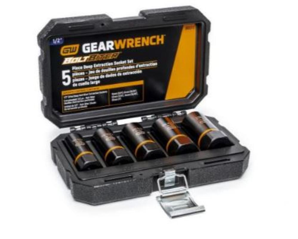 GEARWRENCH 5pc1/2in Drive Bolt Biter Deep Extraction Socket Set 86070 ...