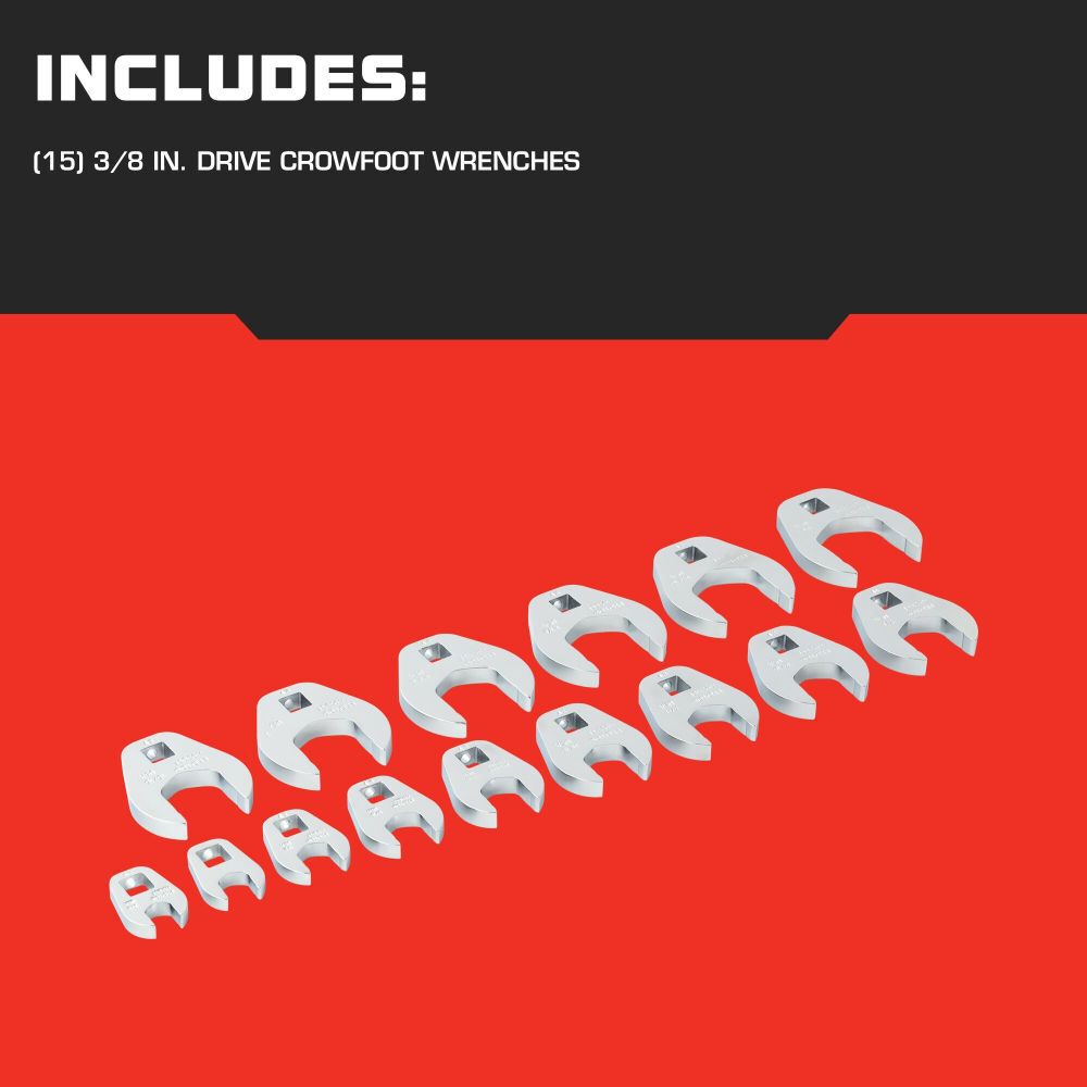 Proto 3/8 in Drive Crowfoot Wrench Set 15pc J49003CF from Proto - Acme ...