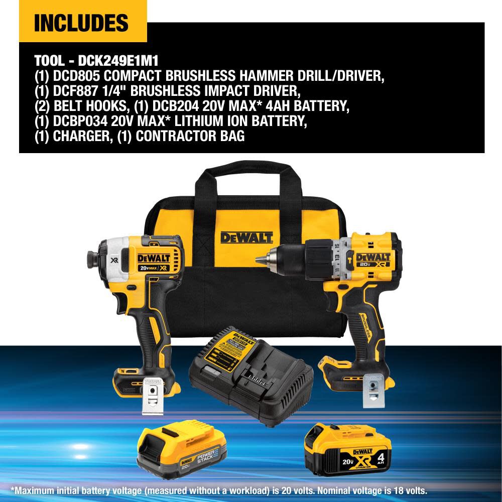 DEWALT 20V MAX XR HD-Impact Kit DCK249E1M1 - Acme Tools