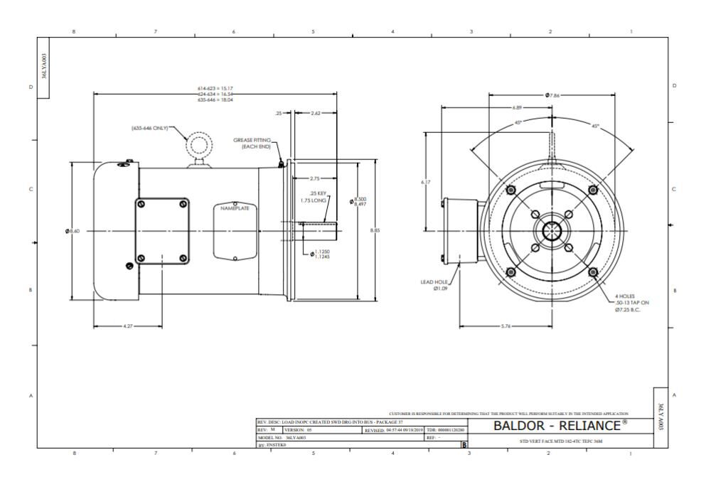 Baldor-Reliance General Purpose Motor 5HP 1750RPM 3PH 60HZ 184TC 3642M ...