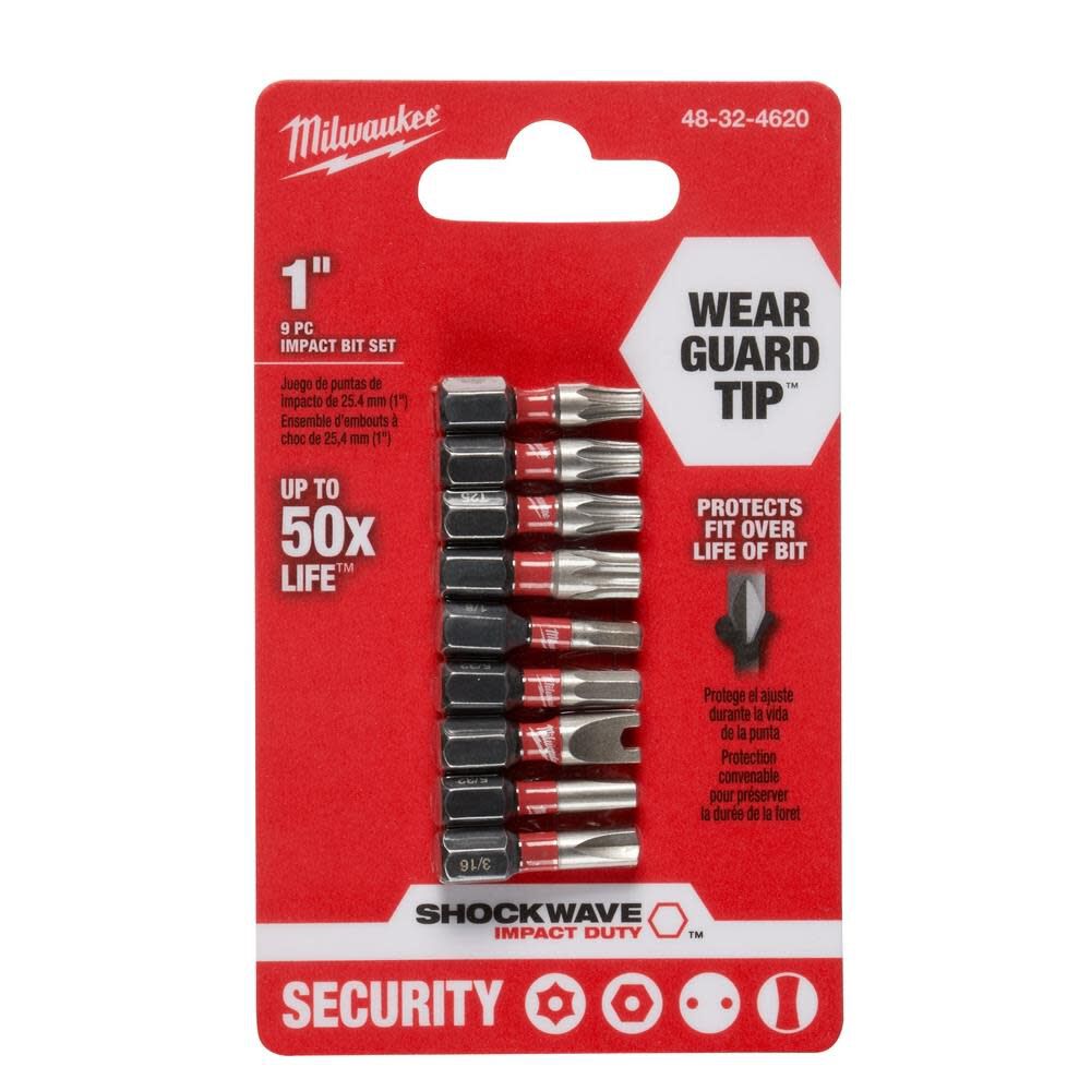 Milwaukee 9-Piece SHOCKWAVE Impact Security Insert Bit Set 1Pk 48-32 ...