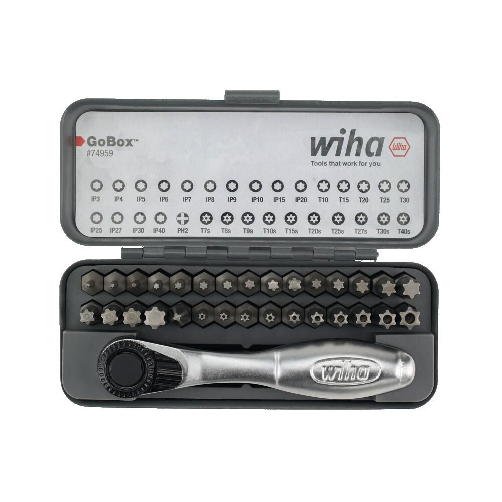 Wiha GoBox Master Torx Bit Set with Mini Ratchet 32pc 74959 - Acme Tools