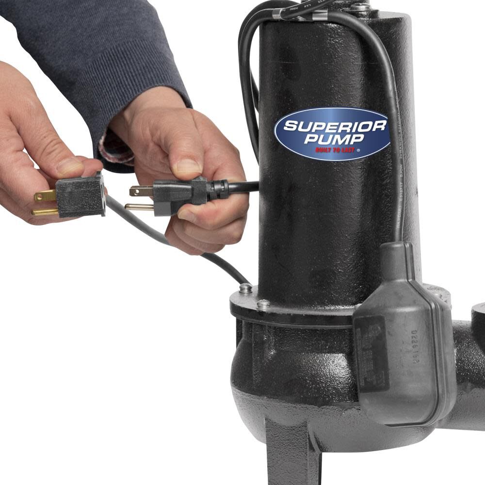 Superior Pump 1/2 HP Cast Iron Sewage Pump with Tethered Float Switch 93501 - Acme Tools