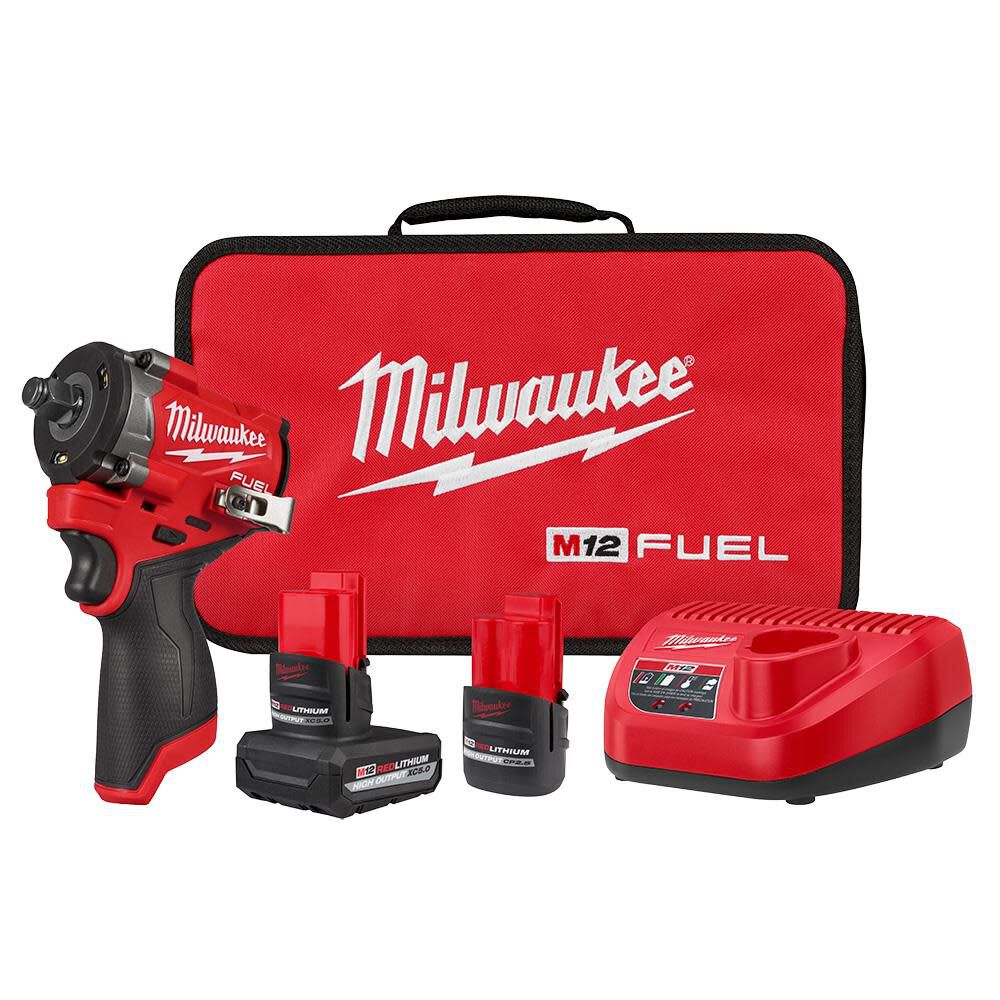 Milwaukee M12 FUEL Stubby 1 2 Inch Impact Wrench Kit 2563 22 Acme Tools