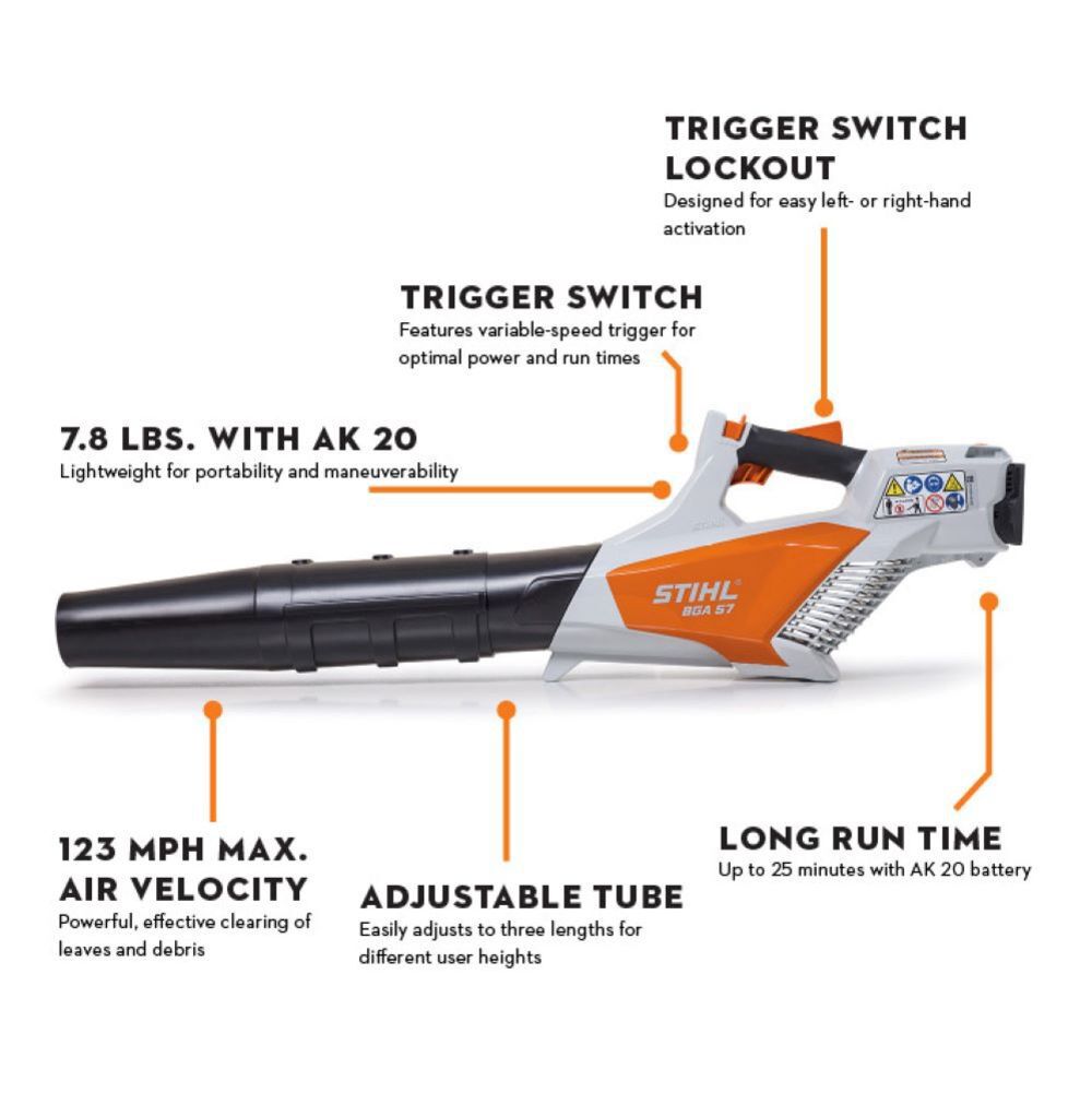 Stihl BGA 57 Cordless Battery-Powered Handheld Blower Kit 4523 011 5991 ...