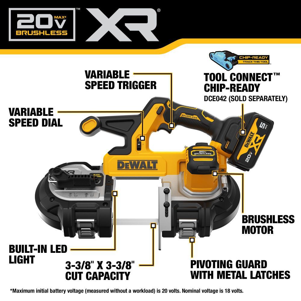 DEWALT 20V 3-1/4in Band Saw Kit DCS378P1 - Acme Tools