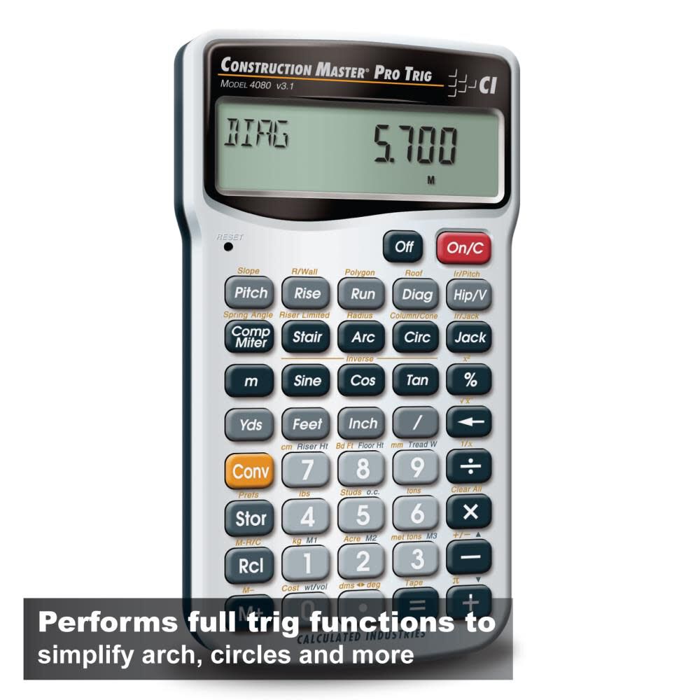 Calculated Industries CM Pro Trig Construction Math Calculator 4080 ...