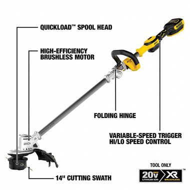DEWALT 20V MAX* 14 in. Folding String Trimmer Bare Tool DCST922B from ...