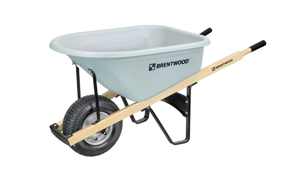 Brentwood 6 In. Turf Tire 6 Cube HDPE Single Wheel Moss Wheelbarrow ...
