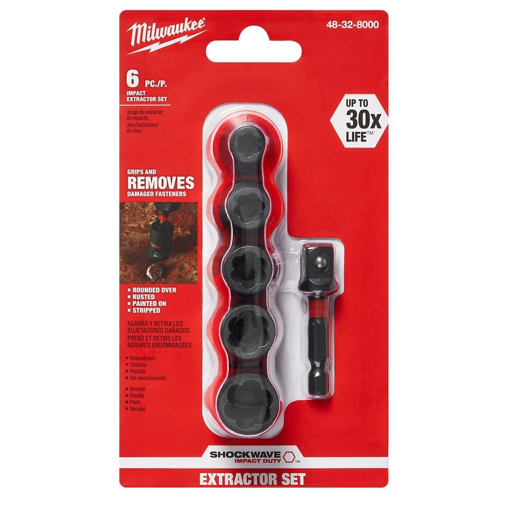 Milwaukee 6-Piece SHOCKWAVE Impact Extractor Set 48-32-8000 from ...