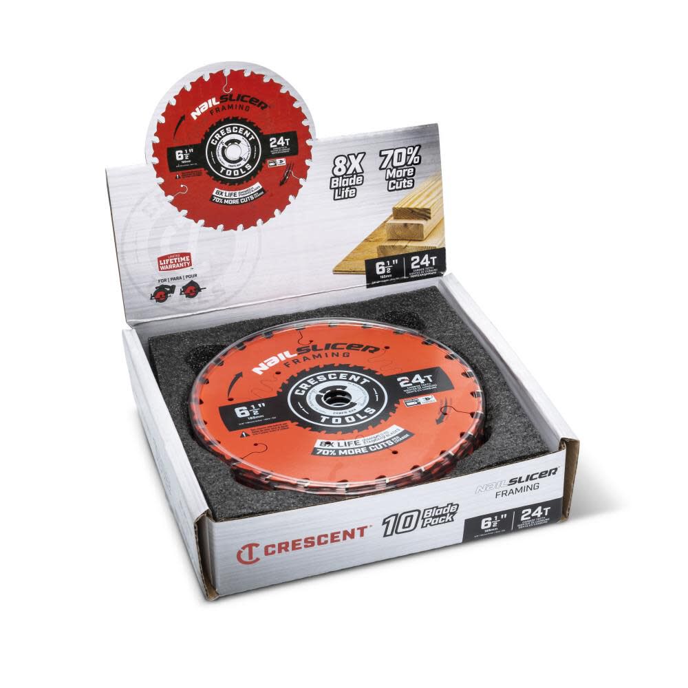 Crescent Nail Slicer Circular Saw Framing Blade 6 1/2in x 24T CSBFR-624 ...