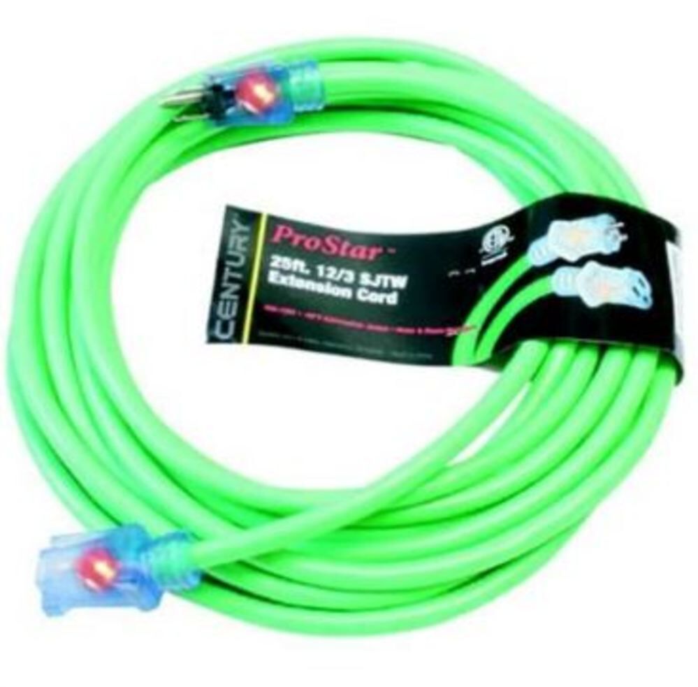 Century Wire ProStar 25 ft 12/3 SJTW Green Lighted Extension Cord ...