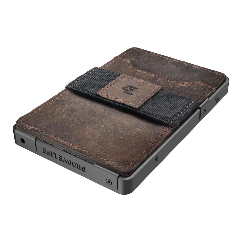 Groove Life Wallet Gun Metal Brown Leather WLT1-202 - Acme Tools