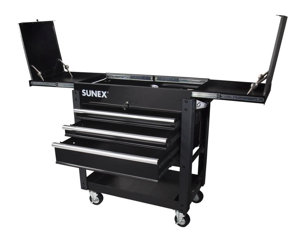 Sunex 3 Drawer Slide Top Utility Cart with Power - Black 8035XTBK ...