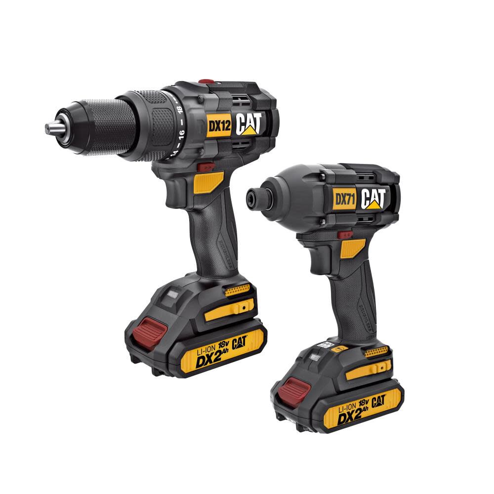 CAT 18V Cordless Hammer Drill and Impact Driver Combo Kit with Two Batteries DX12K - Acme Tools