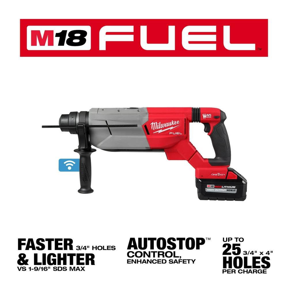Milwaukee M18 FUEL 1 1/4 SDS Plus D Handle Rotary Hammer Kit with ONE ...