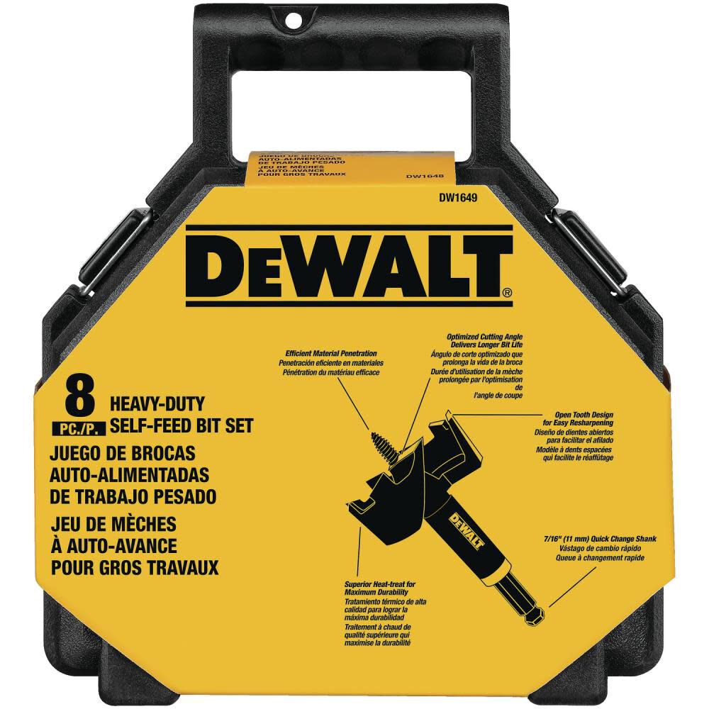 DEWALT 8-Piece Assorted Woodboring Self-feed Drill Bit Set DW1649 ...