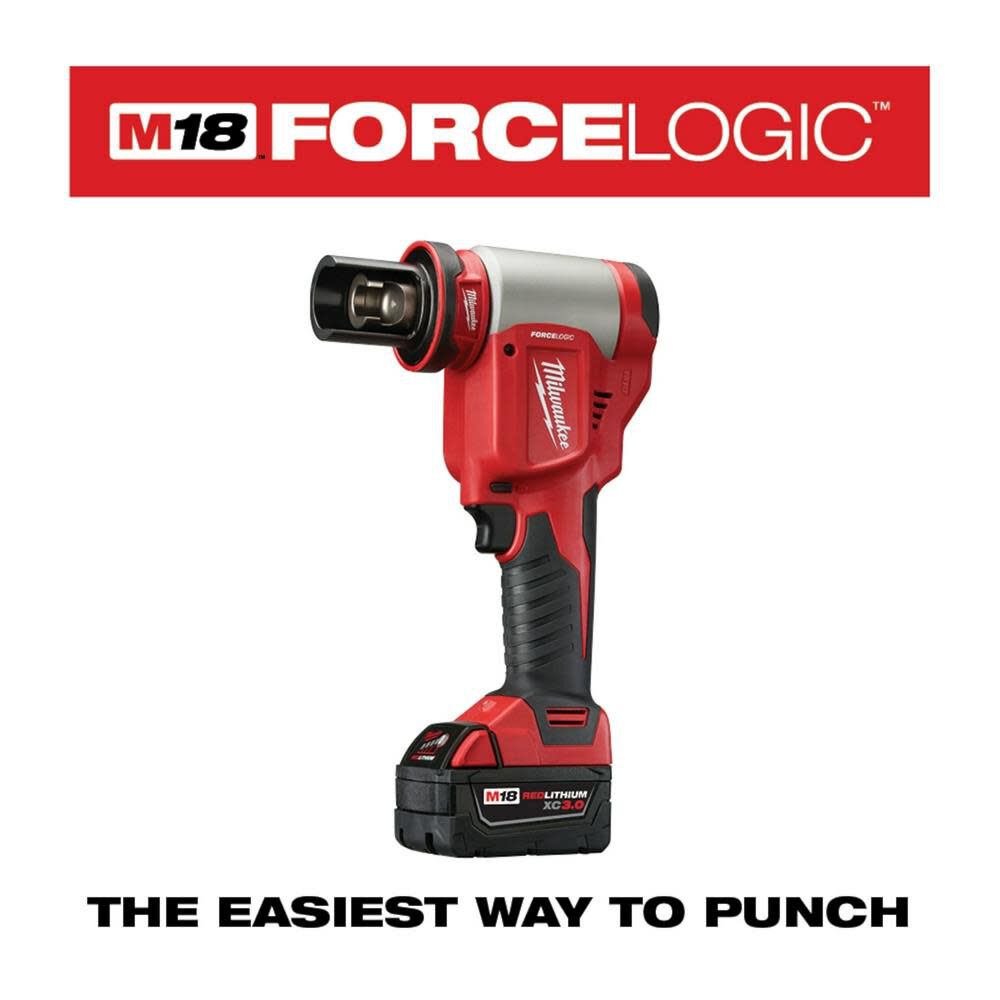 Milwaukee M18 FORCE LOGIC 10-Ton Knockout Tool 1/2 in. to 4 in. Kit ...