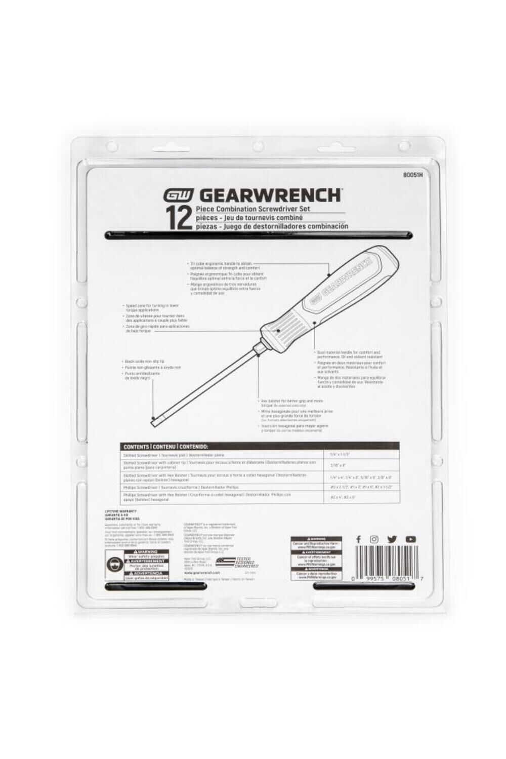 GEARWRENCH 12 Pc Phillips/Slotted Dual Material Screwdriver Set 80051H ...