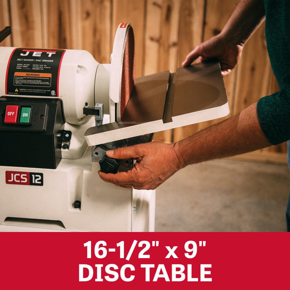 JET JSG-6CS 6 In. x 48 In. Belt / 12 In. Disc Sander with Closed Stand ...